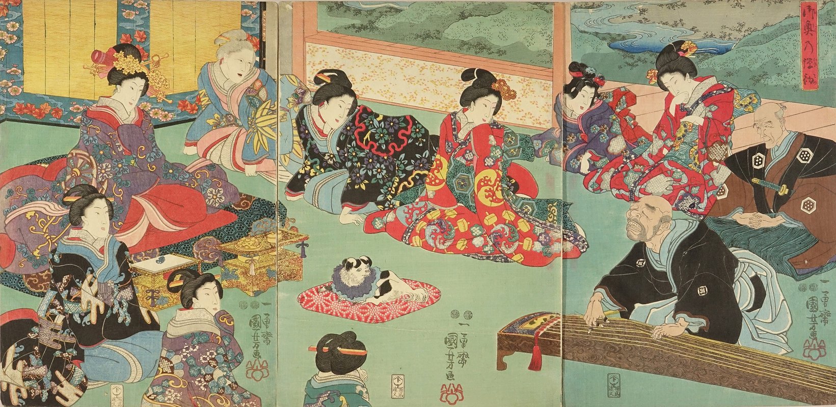 KUNIYOSHI O-oku no hikizome (New Year's first koto performance at the ...