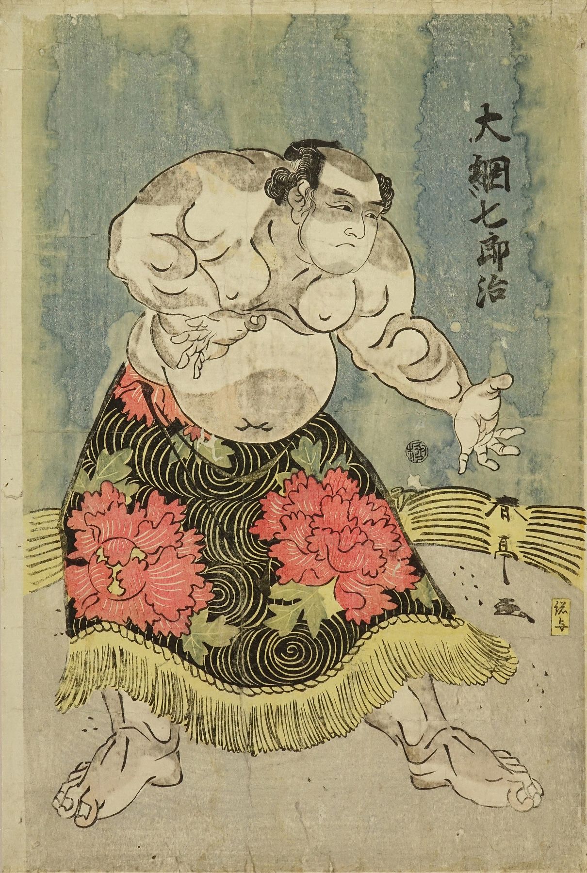 SHUNTEI Portrait of the sumo wrestler Oami Shichijiro | Japanese Ukiyo ...