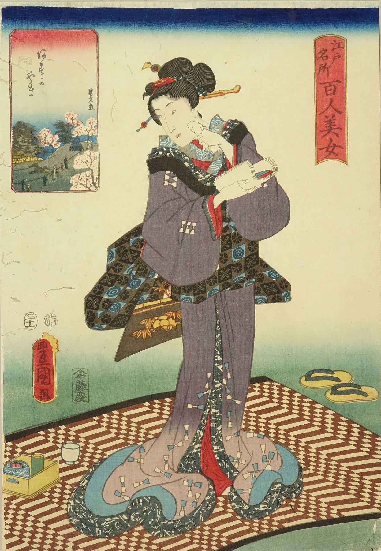 TOYOKUNI III Asukayama, from Edo meisho hyakunin bijo (One hundred ...