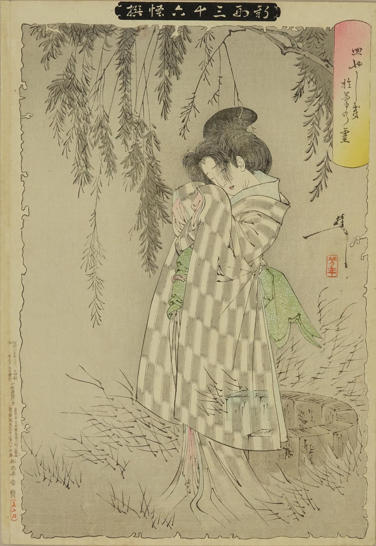 YOSHITOSHI The ghost of Okiku at Sarayashiki, from Shinkei ...