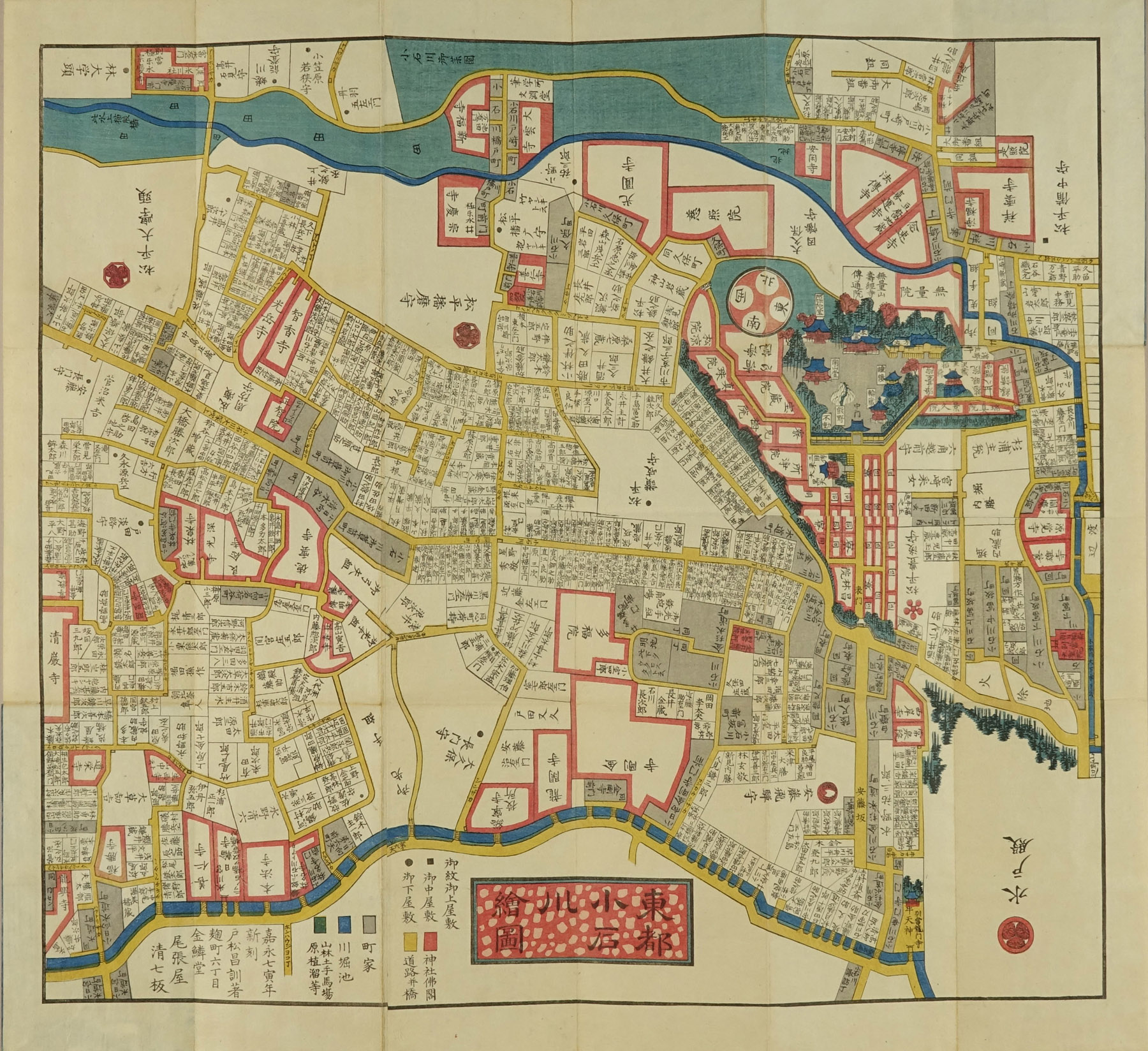 UNSIGNED Koishikawa, from Edo kirie-zu (Sectional map of Edo ...