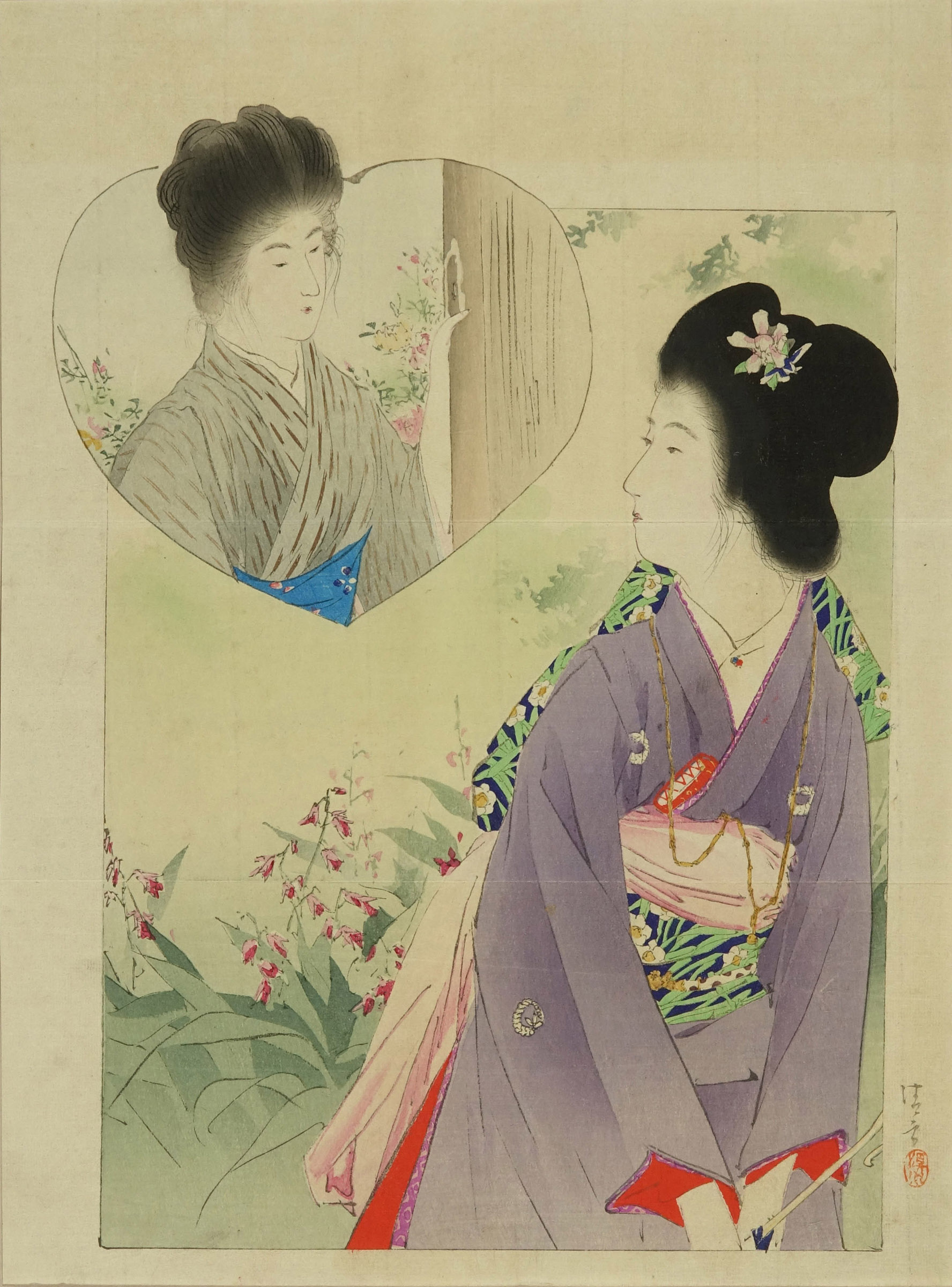 KABURAGI KIYOKATA Frontispiece of the novel, Makaze koikaze, vol. 2 ...