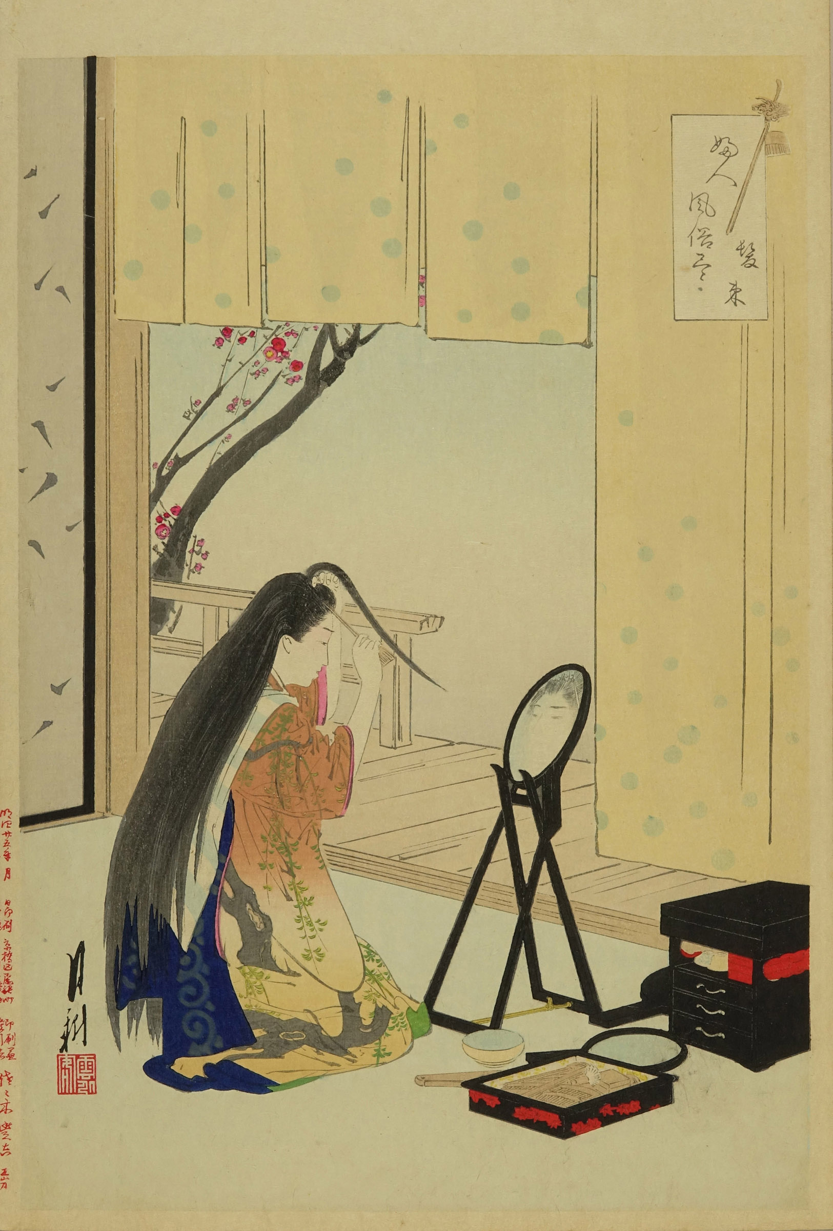 GEKKO Kami tabane (Hair arrangement), from Fujin fuzoku zukushi ...